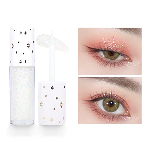 LANFLOWER Liquid Glitter Eyeshadow, Pigmented, Easy to Apply, Quick Drying, Long Lasting, Loose Glitter Glue for Eye Crystals Makeup (01 Bright Diamond)