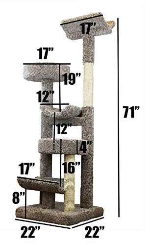 Prestige Cat Trees 130098-Neutral Staggered Cat Tower Cat Tree, Large