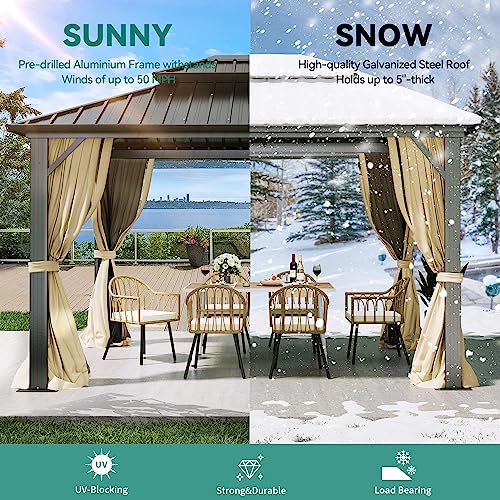 YITAHOME 10x10ft 2-Tier Hardtop Gazebo (10' X 12')