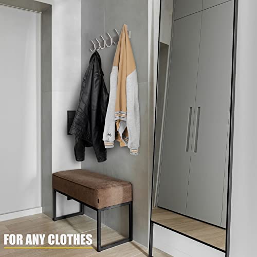 SAYONEYES Coat Rack Wall Mount with 6 Coat Hooks for Hanging - 17 Inch Heavy Duty SUS304 Stainless Steel Brushed Finish Waterproof – Wall Hook Rack for Bathroom Kitchen Entryway (Silver)