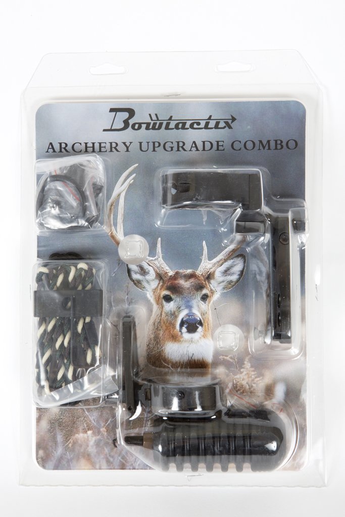 Aketek Upgrade Combo, 5 Pin Bow Sight with Level and Light, Arrow Rest, Stabilizer, Sling, Peep