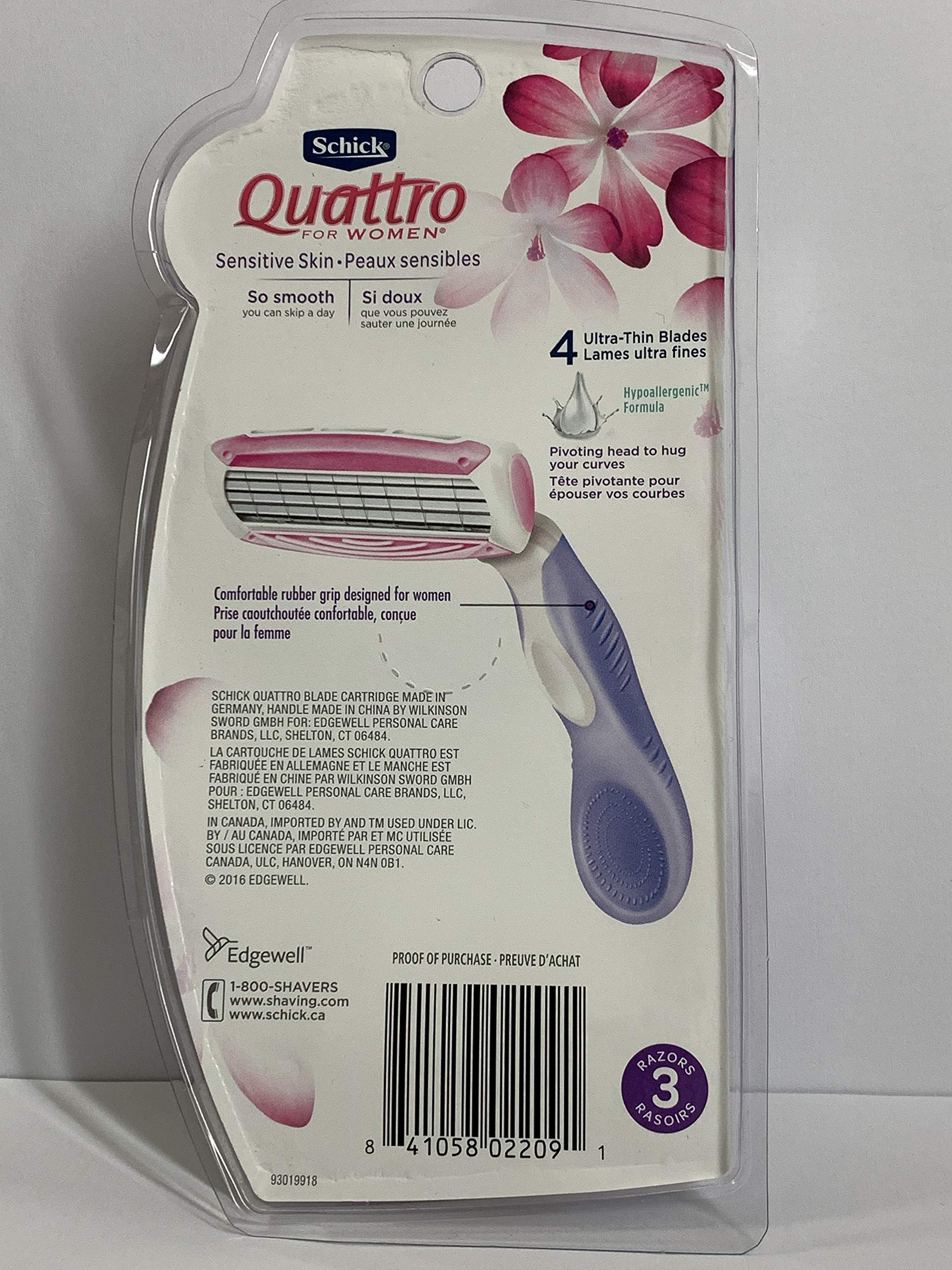Schick Disposable Razors Quattro High Performance, 3 CT (Pack of 6)