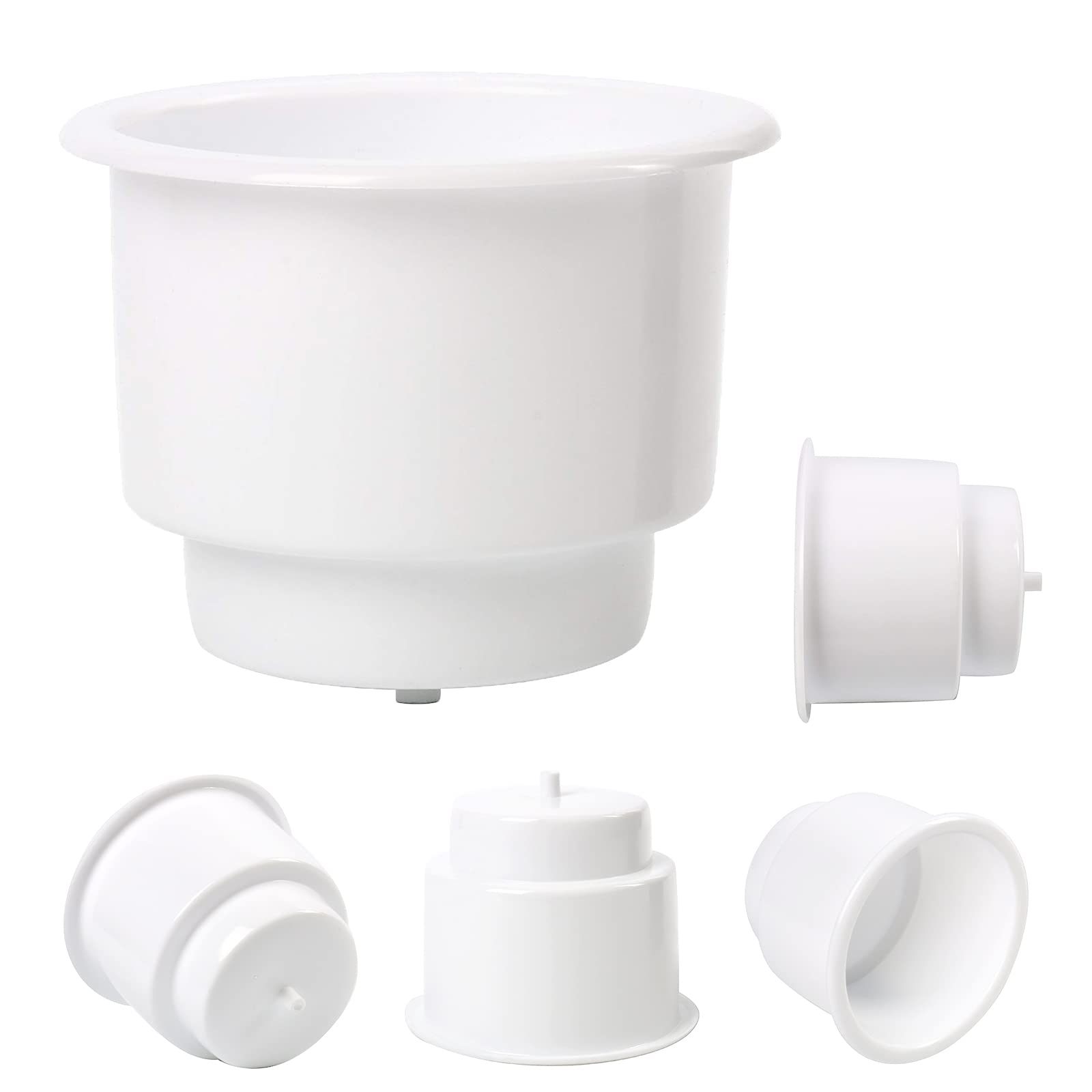 Amarine Made 10Pcs Recessed Drop in Plastic Cup Drink Can Holder with Drain for Boat Car Marine Rv (White)