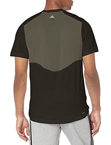 adidas mens Activated Tech Tee Black/Grey Large