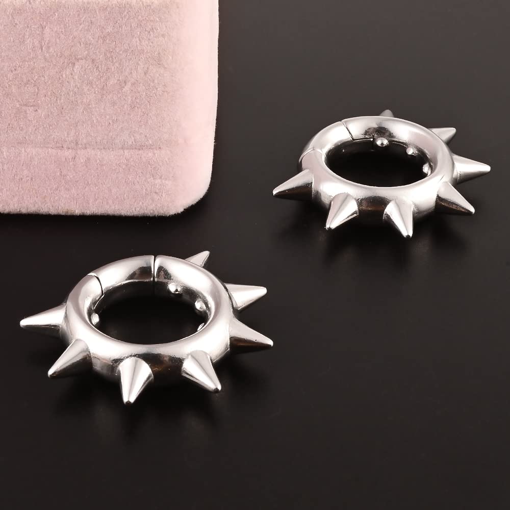 Atomhole 2PCS Spike-Shaped Ear Gauges, Hypoallergenic Ear Hangers Weights for Stretched Earlobe, 316 Stainless Steel Ear Expander Body Piercing Tunnel Plug Jewelry