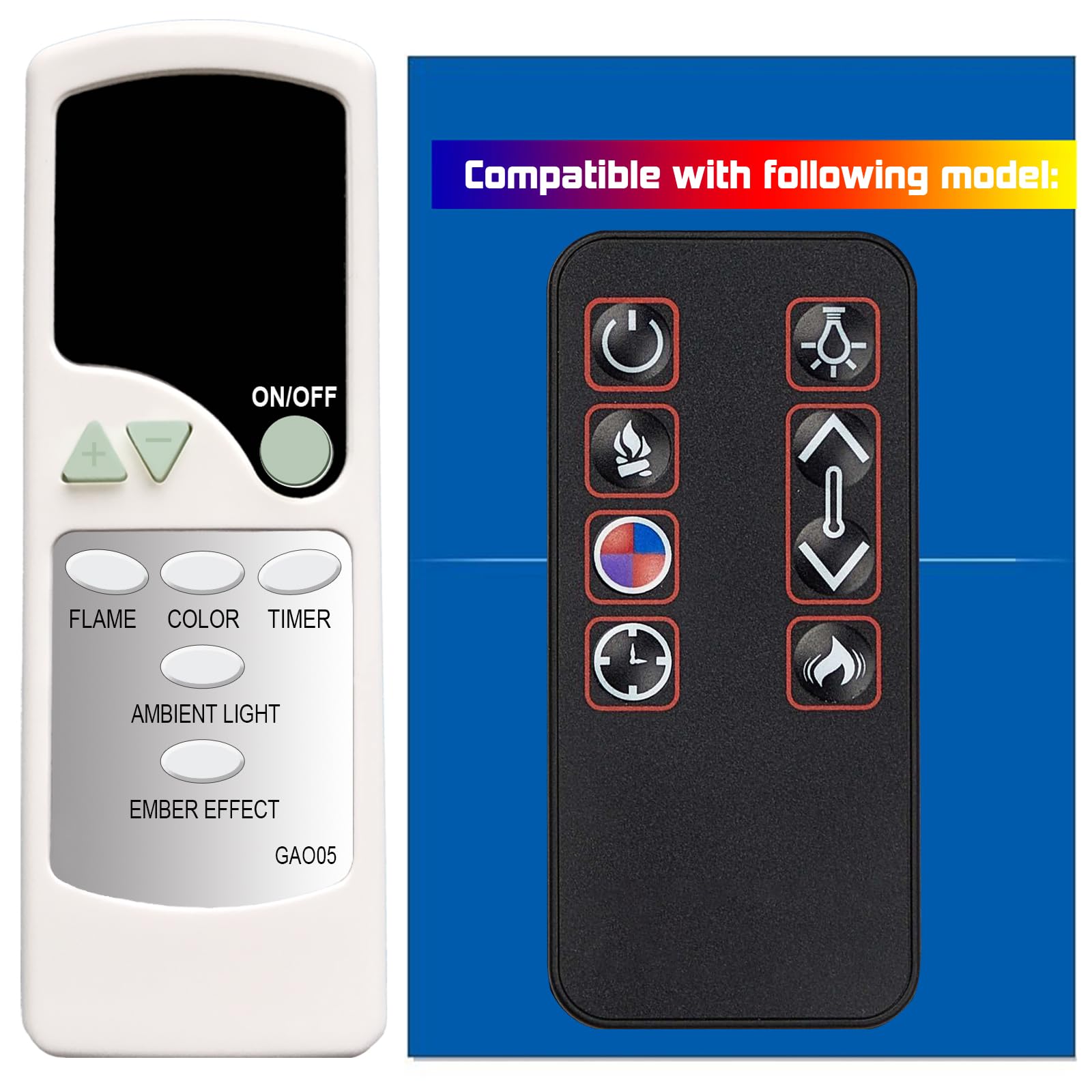 Replacement Remote Control for Real Flame Electric Fireplace 4199 5950 13051E 13051E-WSTC 4020E 4020E-BNE 4020E-DW 4020E-BLK 7760E 7760E-W 5010E 5010E-W 5010E-GRY 5010E-DW G1200E G1200E-W G1200E-DW