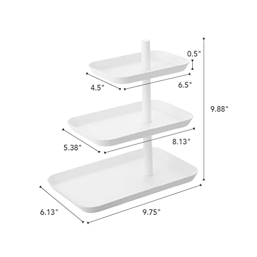 YAMAZAKI home 4724 3-Tier Accessory Tray-Jewelry Holder & Storage Organizer, One Size, White