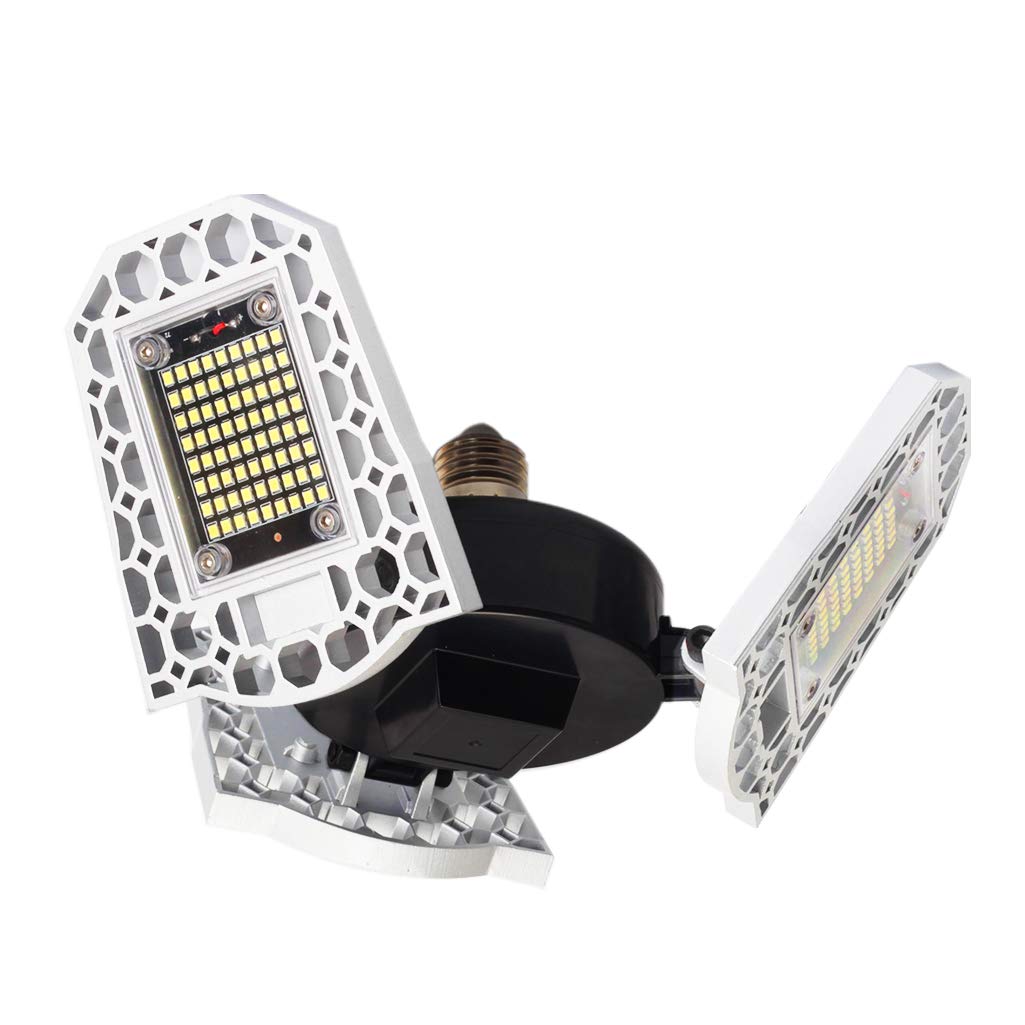 Aiouni LED Garage Lights, 60W 6000K Garage Ceiling Lights, E26/E27 Deformable Garage Lighting, Super Bright LED Shop Lights for Garage, Warehouse, Basement 7200LM