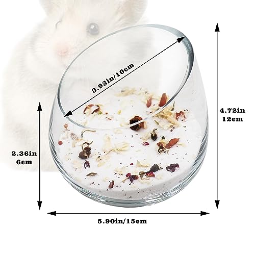 Dnoifne Small Animal Sand-Bath Box, Round Glass Small Pet Sand Bath Box, Sand Bath Shower Room and Sand Bath Container for Rats Hamsters Mice Lemming Gerbils Chinchilla Guinea Pig Hedgehog