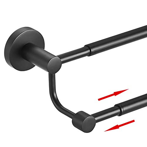 BESy Adjustable 16.5-28.5 Inches Double Bath Towel Bar for Bathroom SUS304 Stainless Steel Towel Holder, Hotel Style Wall Mount with Screws Hand Towel BarïŒTowel Rack Rod Hanger, Matte Black Finish