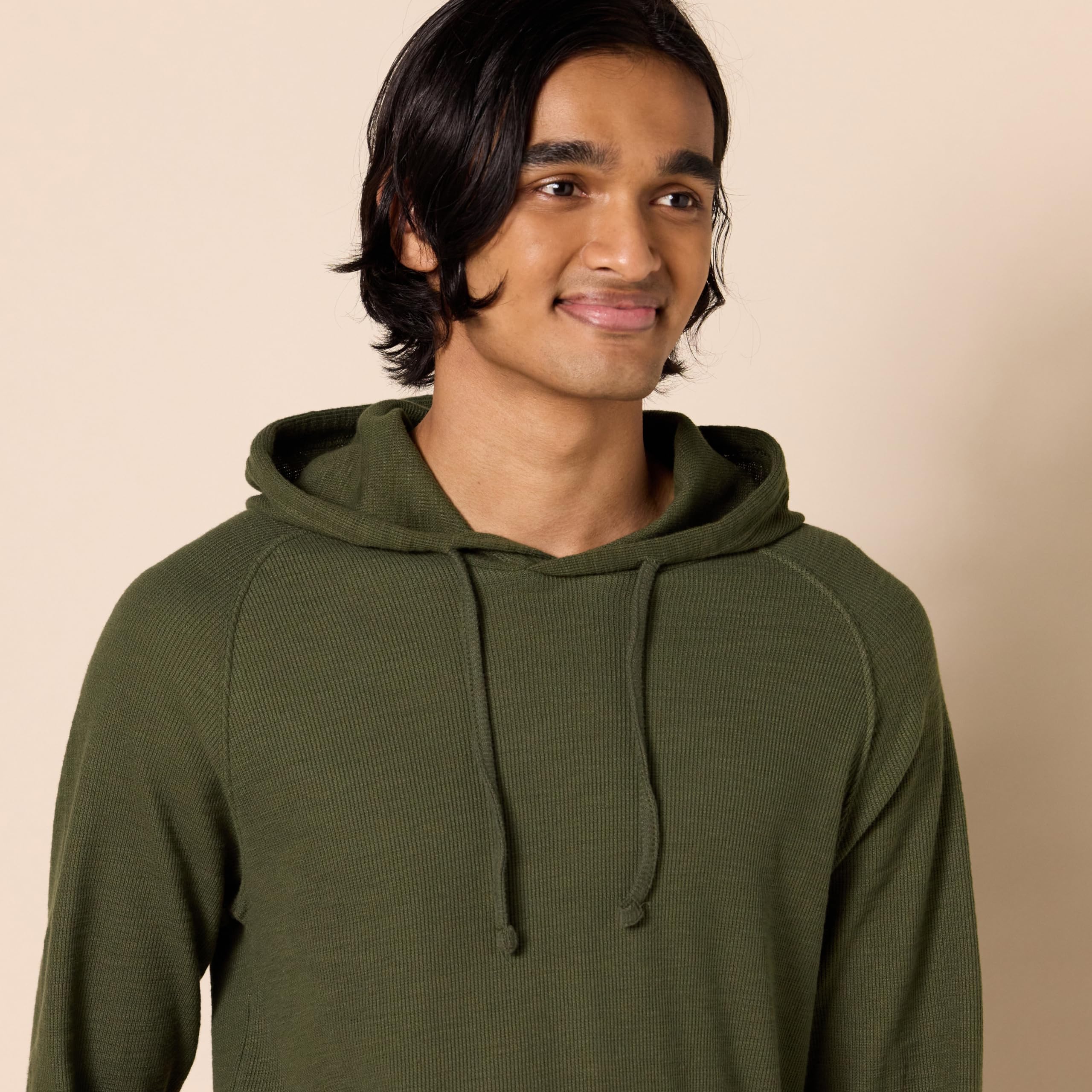 Amazon Essentials Men's Long-Sleeve Slub Thermal Pullover Hoodie (Previously Goodthreads), Olive, X-Large