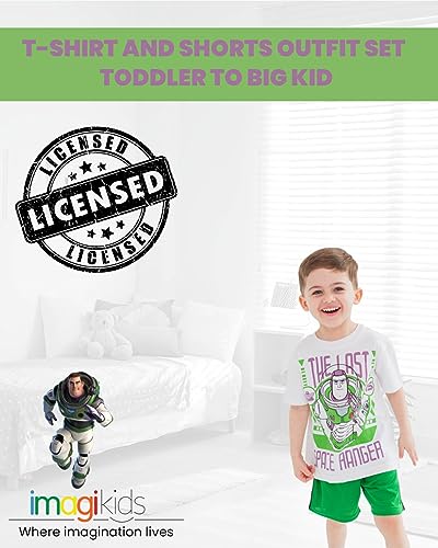 Disney Pixar Lightyear Buzz Lightyear Big Boys T-Shirt and Mesh Shorts Outfit Set Green/White 10-12