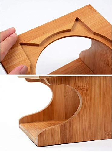Smith Chu Premium Elevated Pet Bowls, Raised Dog Cat Feeder Solid Bamboo Stand with Ceramic Food Feeding Bowl - Cute Kitty Bowl for Cats and Puppy