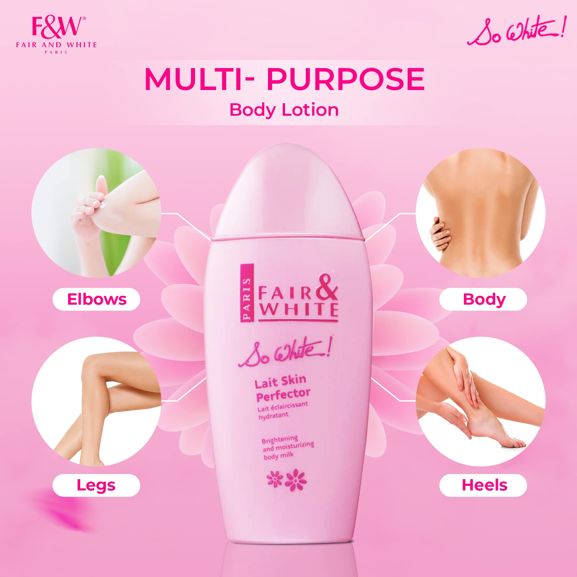 FAIR & WHITE So White, Skin Brightening Lotion - 500 ml / 17.6 Fl oz - Daily Moisturizing Body Lotion