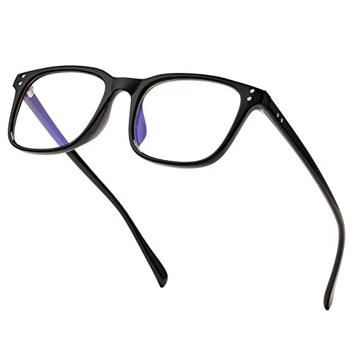 AZorb Blue Light Blocking Glasses Clear Lens Square Frame Anti Blue Ray Computer Game Glasses (Black)