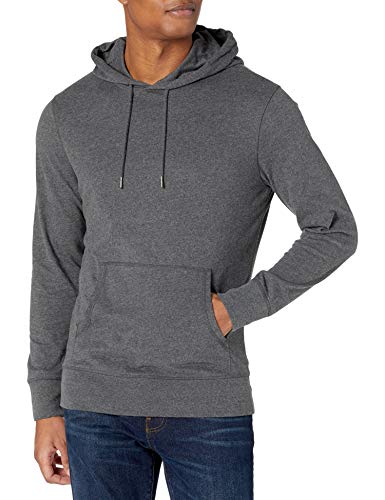 Amazon Essentials Men's Lightweight Jersey Pullover Hoodie, Charcoal Heather, Large