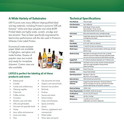 Primera LX910 Color Label Printer 74416 - Print Your Own Short Run Product Labels, Prints up to 8.25" Wide