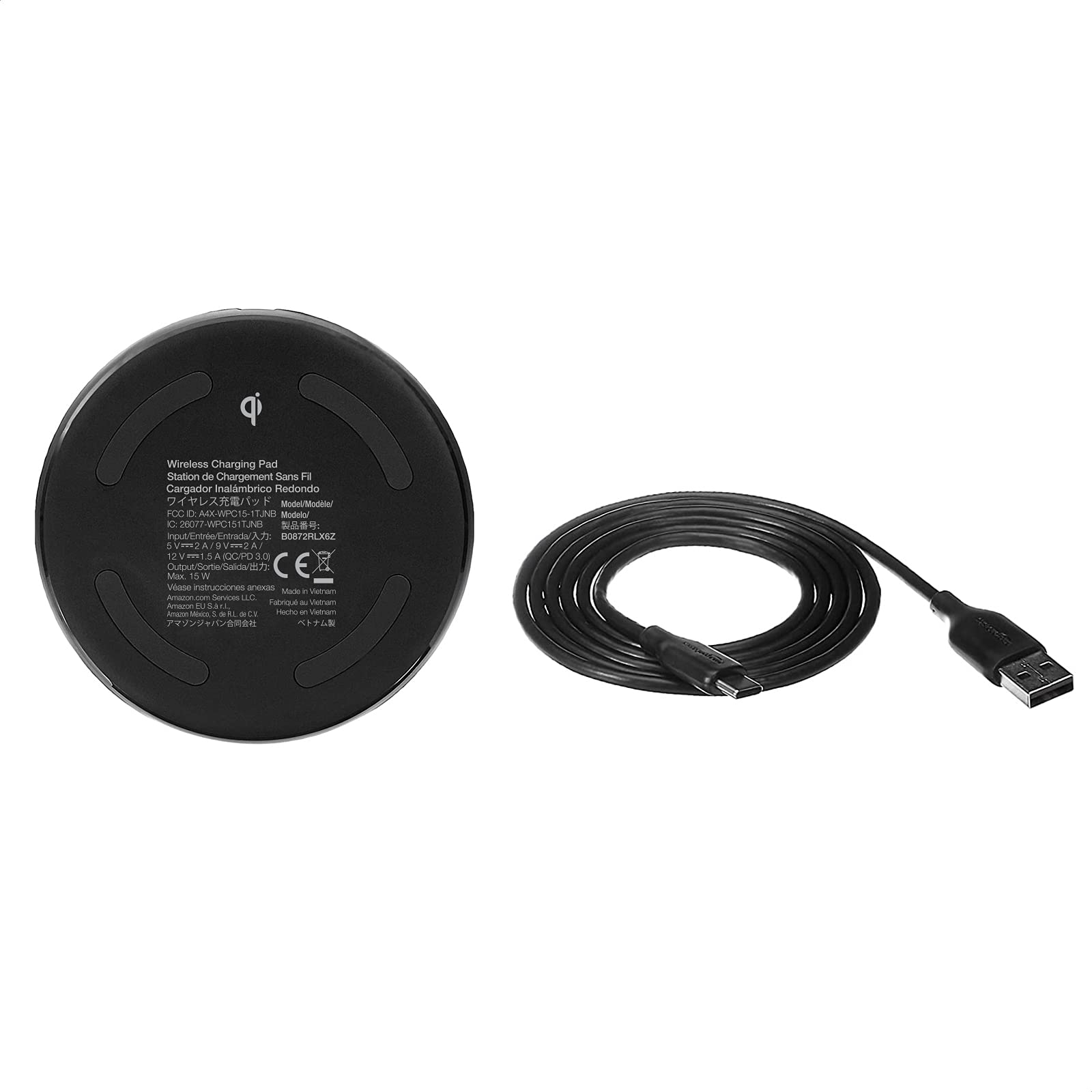 Amazon Basics 10W Qi Certified Wireless Charging Pad (No AC Adapter), Black