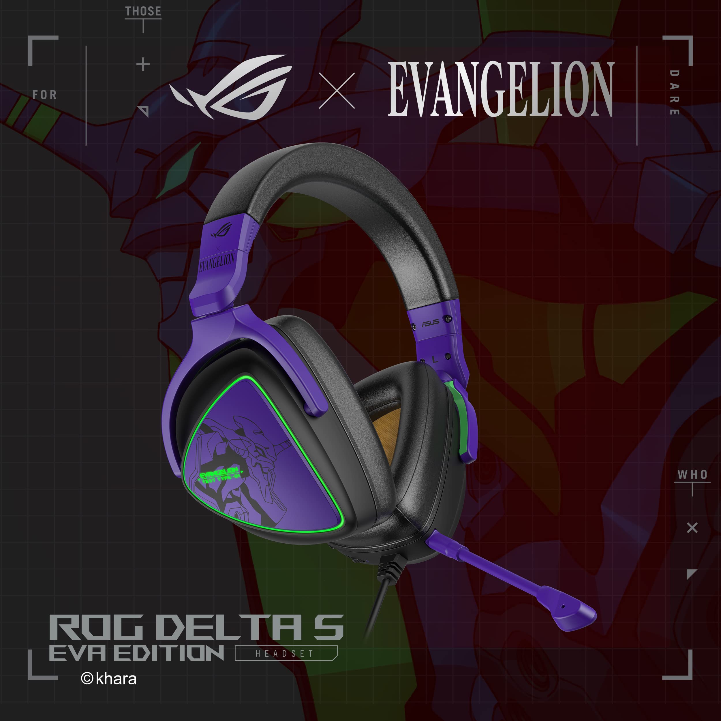 ASUS ROG Delta S EVA Edition Gaming Headset, AI Noise-Canceling Mic, Hi-Res ESS 9281 Quad DAC,RGB Lighting, Lightweight, MQA Tech, USB-C Headset, for PC, Mac, PS4, PS5, Switch and Mobile Devices