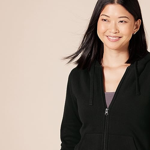 Amazon Essentials Women's Sherpa-Lined Fleece Full-Zip Hooded Jacket (Available in Plus Size), Black, Small