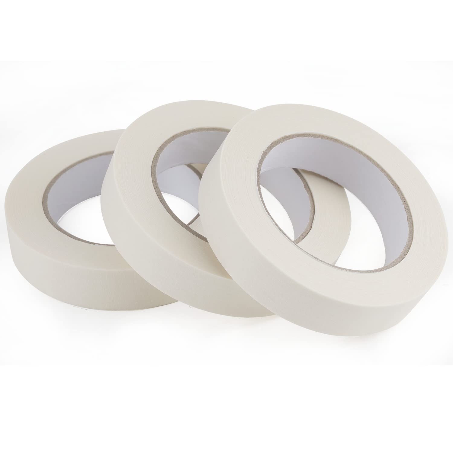 Lichamp Masking Tape 1 inch, 3 Pack General Purpose Masking Tape Beige, White Masking Paper for Painting, Arts, Crafts, 1 inch x 55 Yards x 3 Rolls (165 Total Yards)