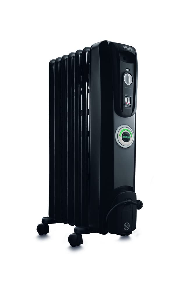 De'Longhi Oil filled Radiator Heater, 1500W Electric Space Heater for indoor use, portable room heater, Energy Saving, full room like office and bedroom with safety features, EW7707CB