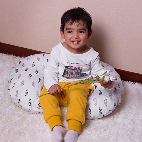 ALVABABY Nursing Pillow Cover Slipcover,100% Organic Cotton,Soft and Comfortable,Feathers Design,Maternity Breastfeeding Newborn Infant Feeding Cushion Cover, ZT01