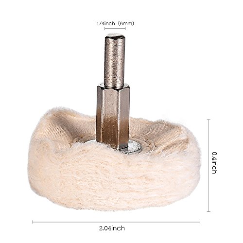 SCOTTCHEN Cotton Buffing Polishing Wheel for Drill White Flannelette Cone/Column/Ball/T-Shaped Pad with 1/4" Handle for Polishing Mag Rims, Aluminum, Chrome, Stainless 4Pcs