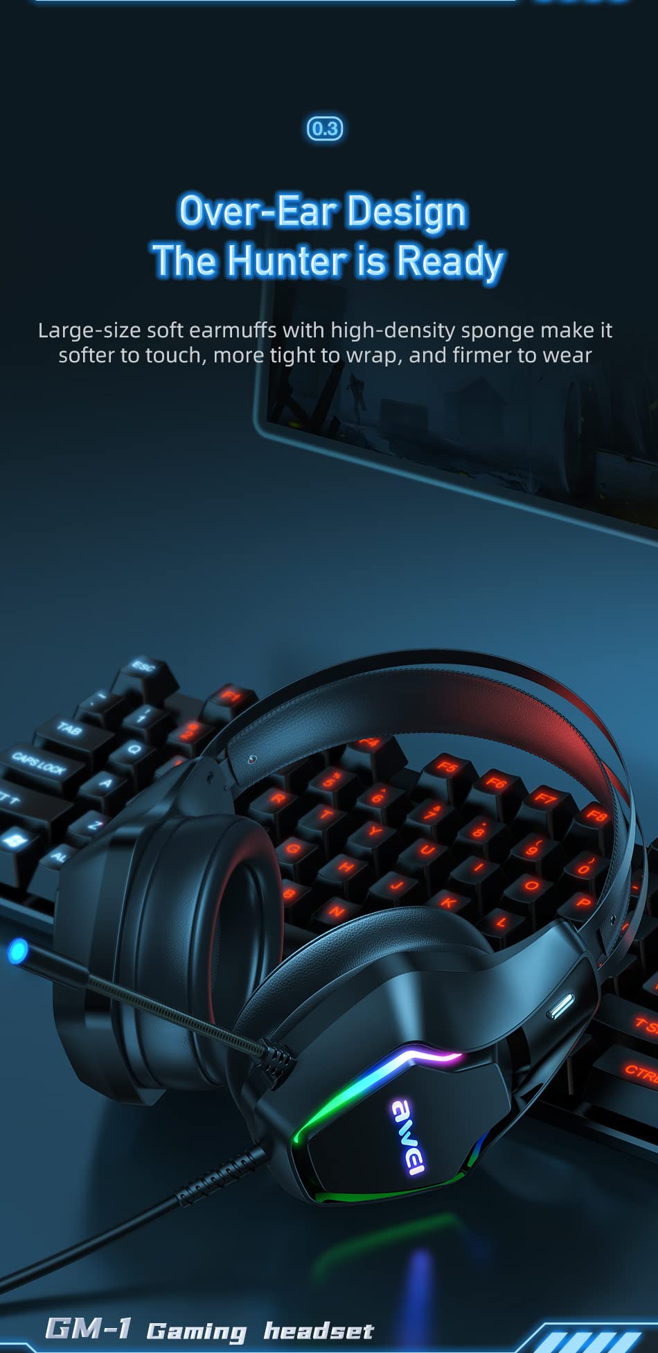 AWEI Headphones for Xbox PS4 PS5 PC and Cell-Phones