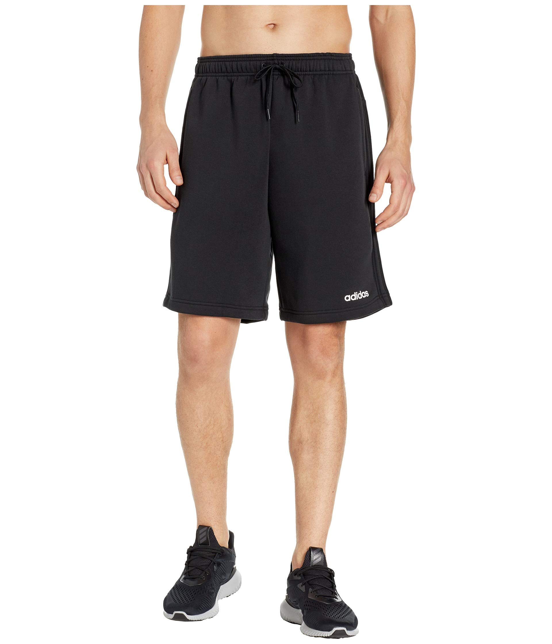 adidas Essentials Men's 3-Stripes Jersey Shorts, Dark Grey Heather/Active Gold, Medium