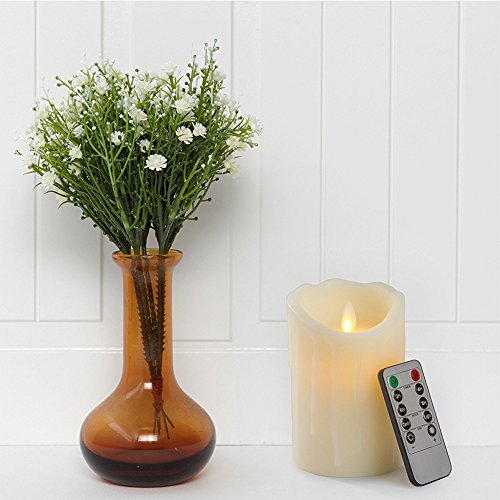 Bello Luna 5.9in LED Wickless Candle Tear Wave Shaped Rechargeable and Environmental Flickering Candle with Remote Control