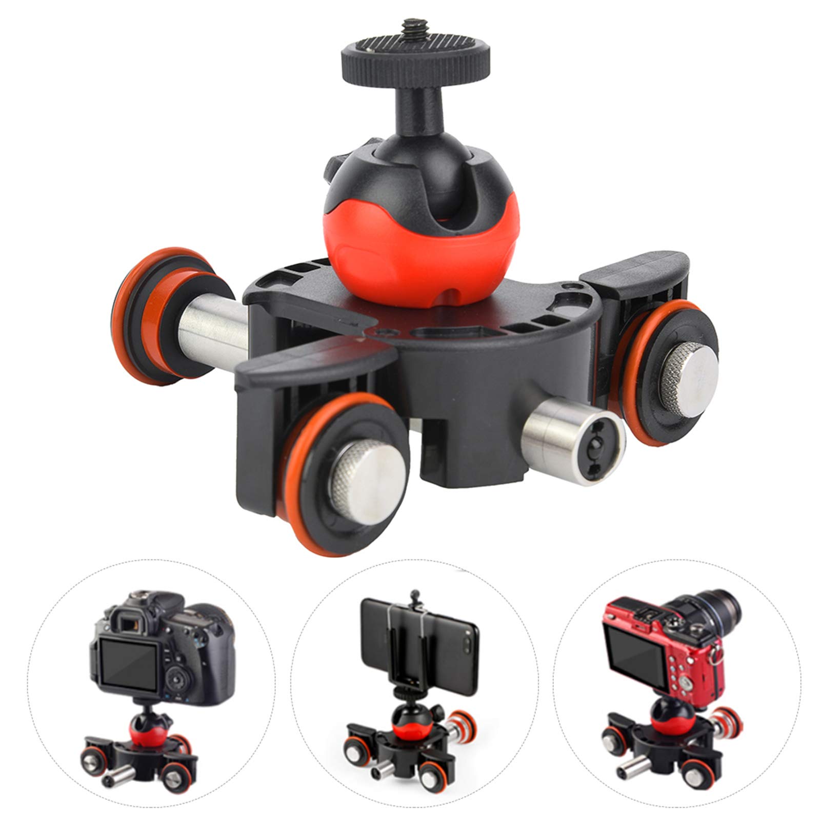 Akozon Motorized Slider L8X Camera Video Track Dolly with Remote Controller for Phone/Action Cameras Black Mini Panoramic Motorized Slider con