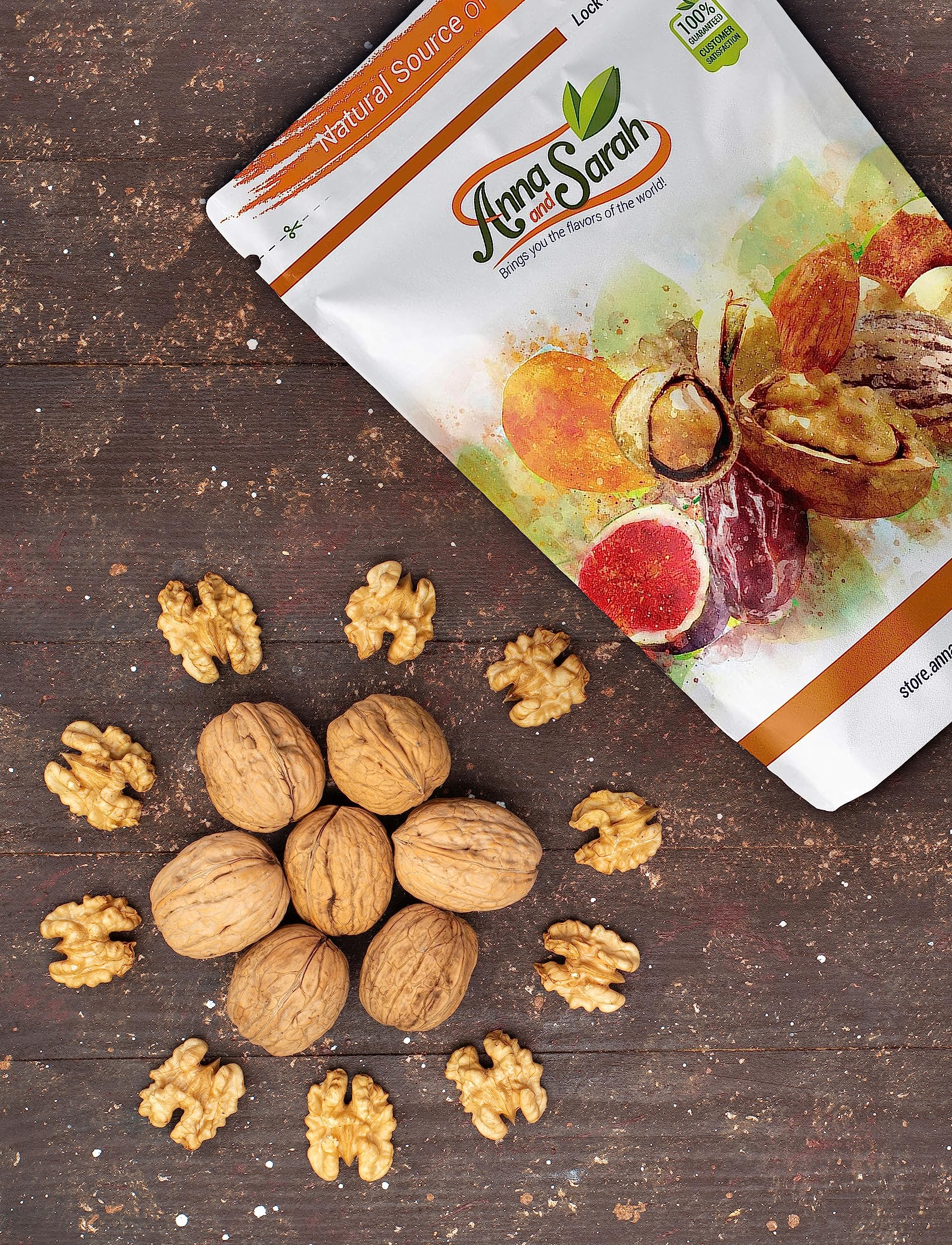 Anna and Sarah Walnuts in Shell, Jumbo, Fresh, Buttery Taste, Easy to Crack, California Chandler, Natural Shells, Not Bleached 5.5 Lbs