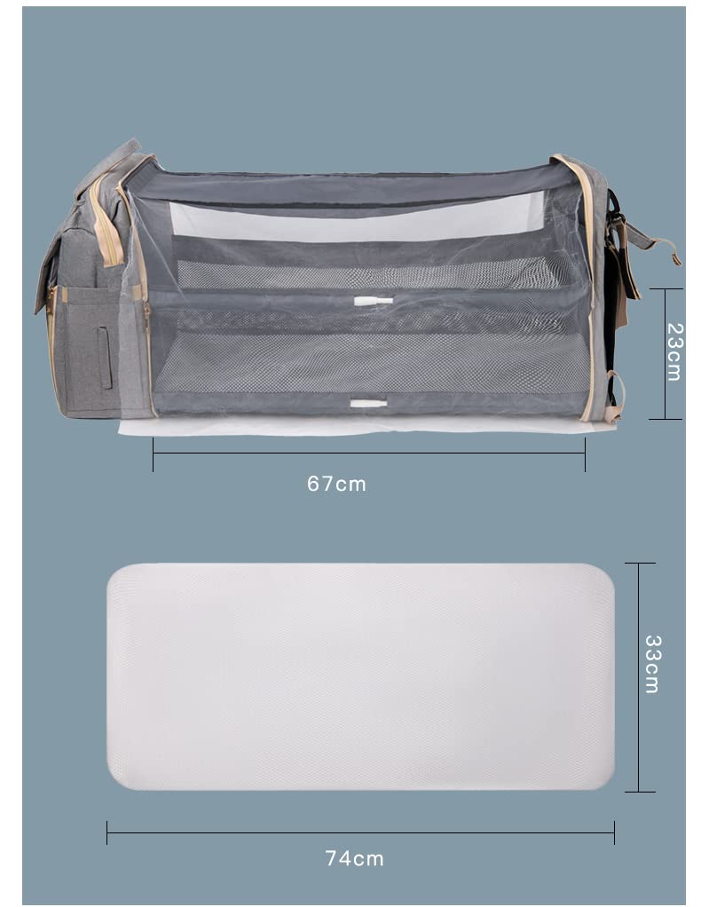 Baby Diaper Bag Waterresistent Travel Backpack with seat and changing station, Newborn Baby Essentials (Gray)