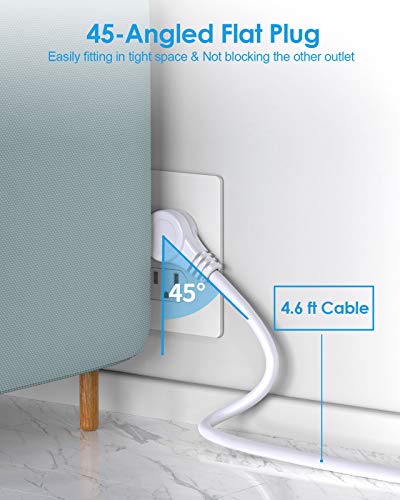 BESFAN Power Delivery Power Strip with USB C (20W), Electrical Outlet Extender with 4 Outlets, 2 USB-A Ports & 1 USB-PD Port, Flat Plug Extension Cord 4.6 Ft for Travel/Home/Office