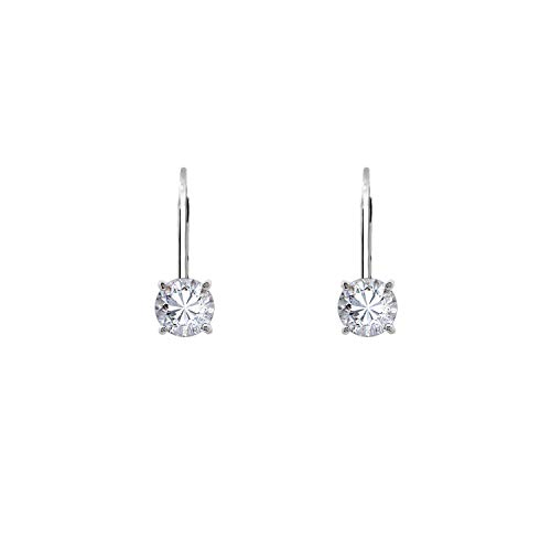 Amazon Essentials Platinum Plated Sterling Silver Lever back Earrings set with Round Infinite Elements Cubic Zirconia (1 cttw) (previously Amazon Collection)