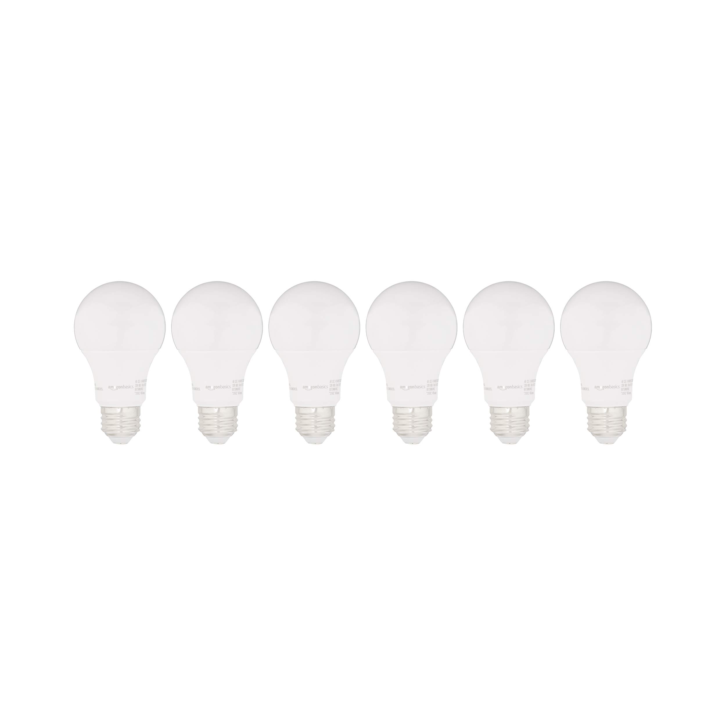 Amazon Basics 40W Equivalent, Soft White, Dimmable, 15,000 Hour Lifetime, CEC Compliant, A19 LED Light Bulbs | 6-Pack