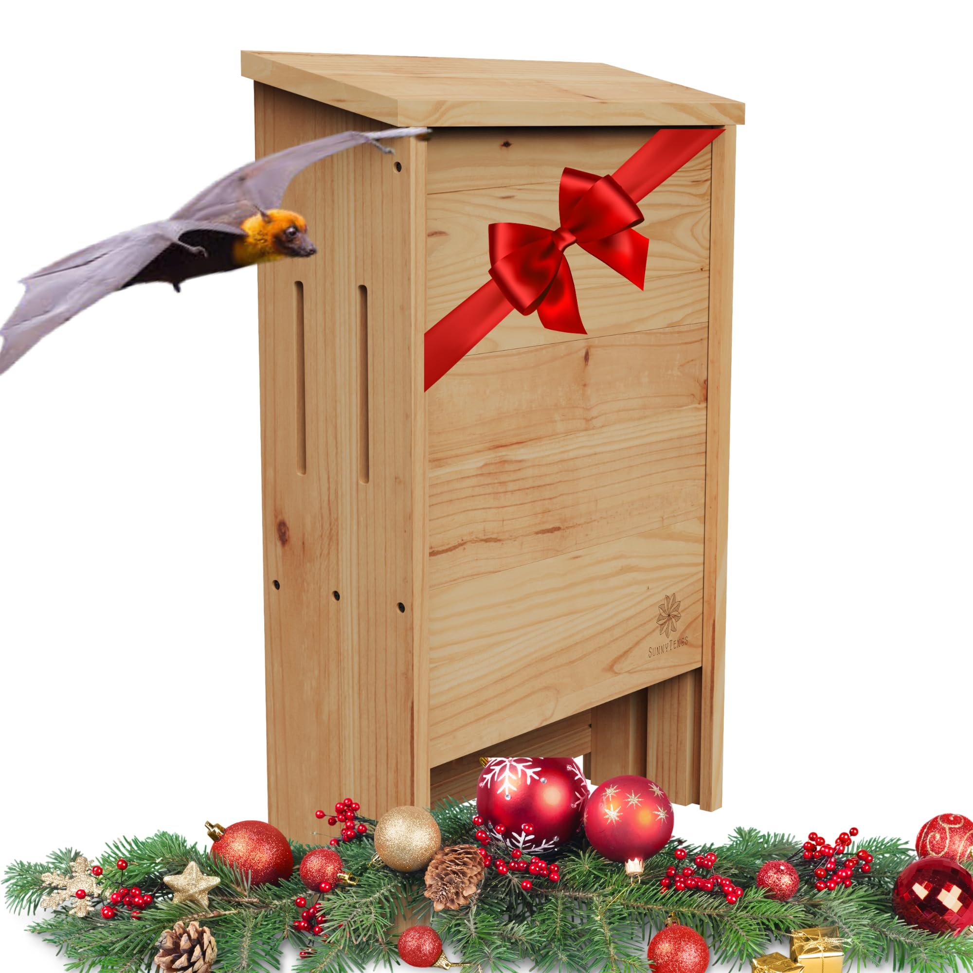 Bat Houses for Outdoors with Improved Airflow to Both Chambers - Bat Boxes for Outside with Easy Grip Surfaces- Large Bat House for a Safe Nesting Environment - Weather and Insect Resistant Cedar