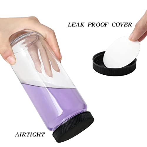 Glass Juice Bottles for Juicing, Airtight Lids & 4 Straws & 4 Lids w Hole, 16 oz Jars with Lids, Reusable Travel Water Cups, 12 Labels for Smoothies, Tea, Milk, Homemade Beverage (6 Pack, Black Lids)
