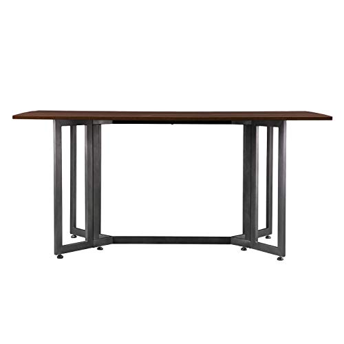 SEI Furniture Driness Drop Leaf Console to Dining Convertible Table, Dark Tobacco, Gunmetal Gray
