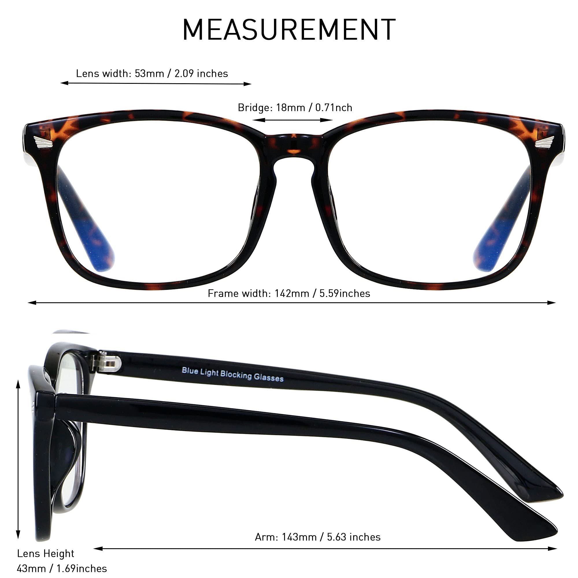ANDWOOD Blue Light Blocking Glasses Women Men 6 Pack Computer Fashion Nerd Bluelight Blocker Frame Square Oversized Big