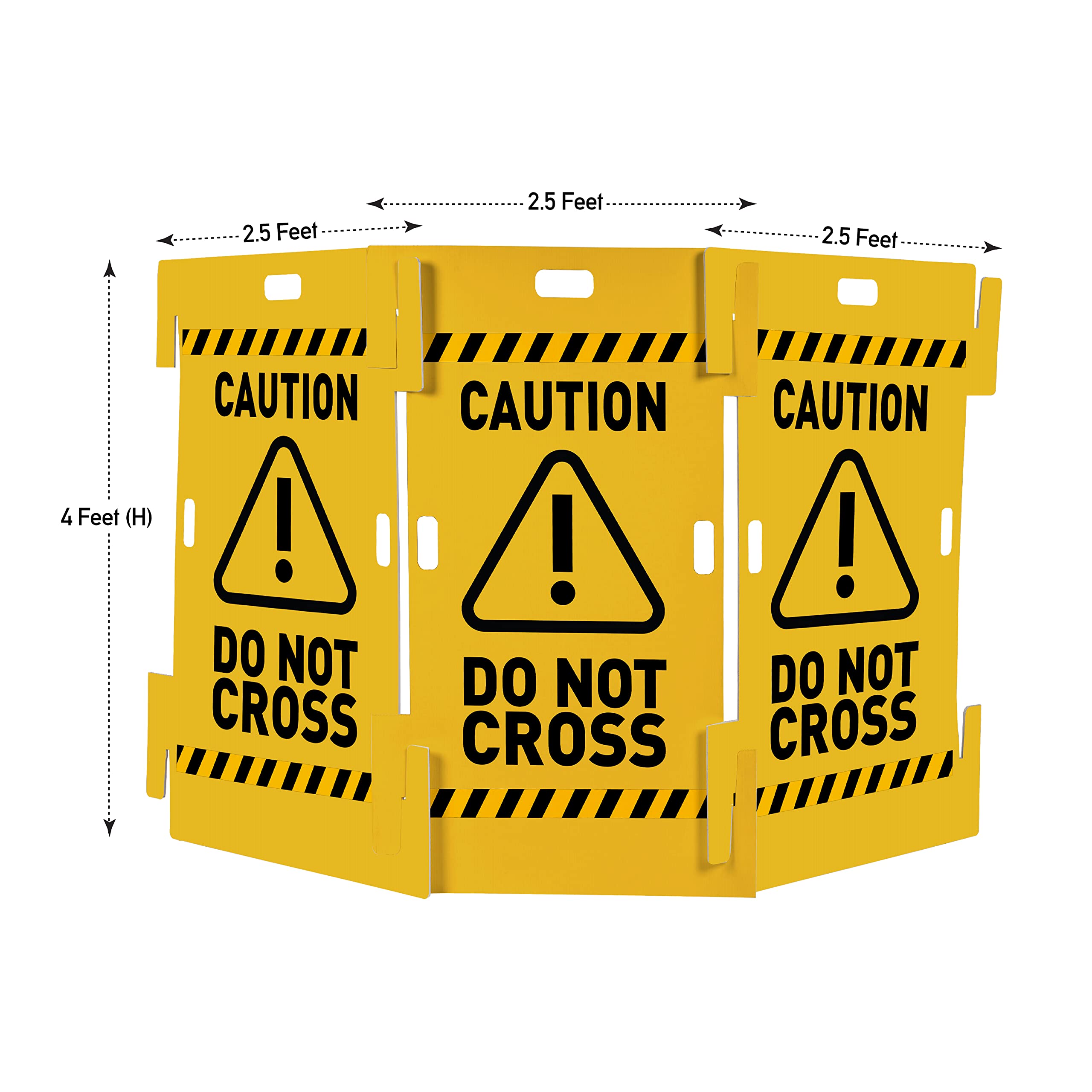 BannerBuzz Crowd Control Interlocking Barrier, Made of 5 mm Corflute 890 GSM graphic weight, Stop Do Not Enter Caution Do Not Cross and more options (7.5’ W X 4’ H feet) (CAUTION DO NOT CROSS)