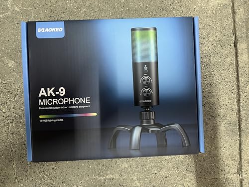 Aokeo USB Gaming Microphone, PC Computer Condenser Mic with Gain,RGB Light for Recording,Podcasting,Streaming,YouTube, Twitch,Skype,Compatible with PS5 PS4 Mac Laptop Desktop(Black)