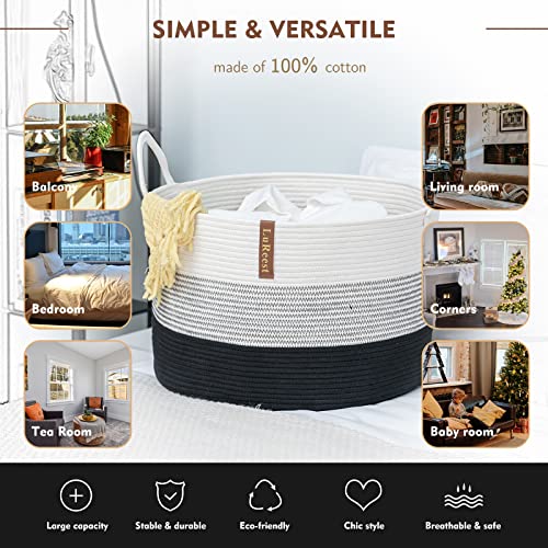 Laundry Baskets-Laundry Hamper,Storage Basket with Handles, Woven Storage Basket for Toys Bin,Pillows (Gradient Black)
