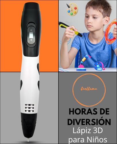 CAELLUMA - 3D Pen for Children for PLA and ABS Filament - 3D Pen for Children with 3D Pen + 12 PLA Colours + Scissors + Thimbles + USB 2 m + Plug + Notebook + Protector (White)