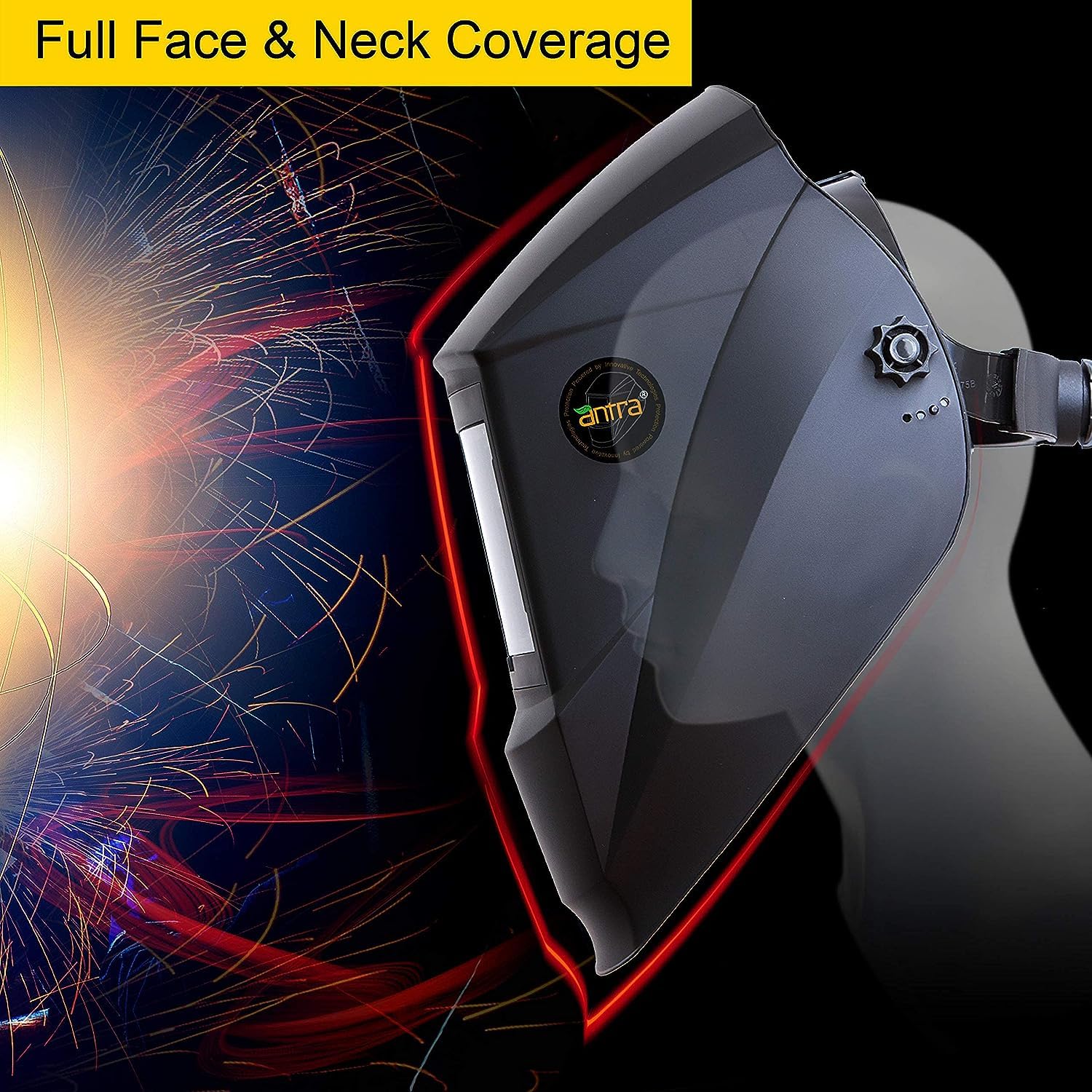 Antra Digital Auto Darkening Welding Helmet DP9-1X - True Color TOP Optical Class 1/1/1/1, Wide Shade Range 4/5-14 w Shade Lock, Low TIG Rating 2A - Precision Protection for Welding Excellence