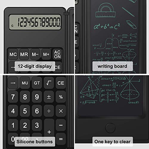 Calculators,JEOEUS,Doodle Pad Calculators,Kids Calculator,Calculator with Writing Tablet,Calculator Desktop,6 LCD Writing TabletCalculator12 Digit Display, Electronic Board Drawing/Memo Pads