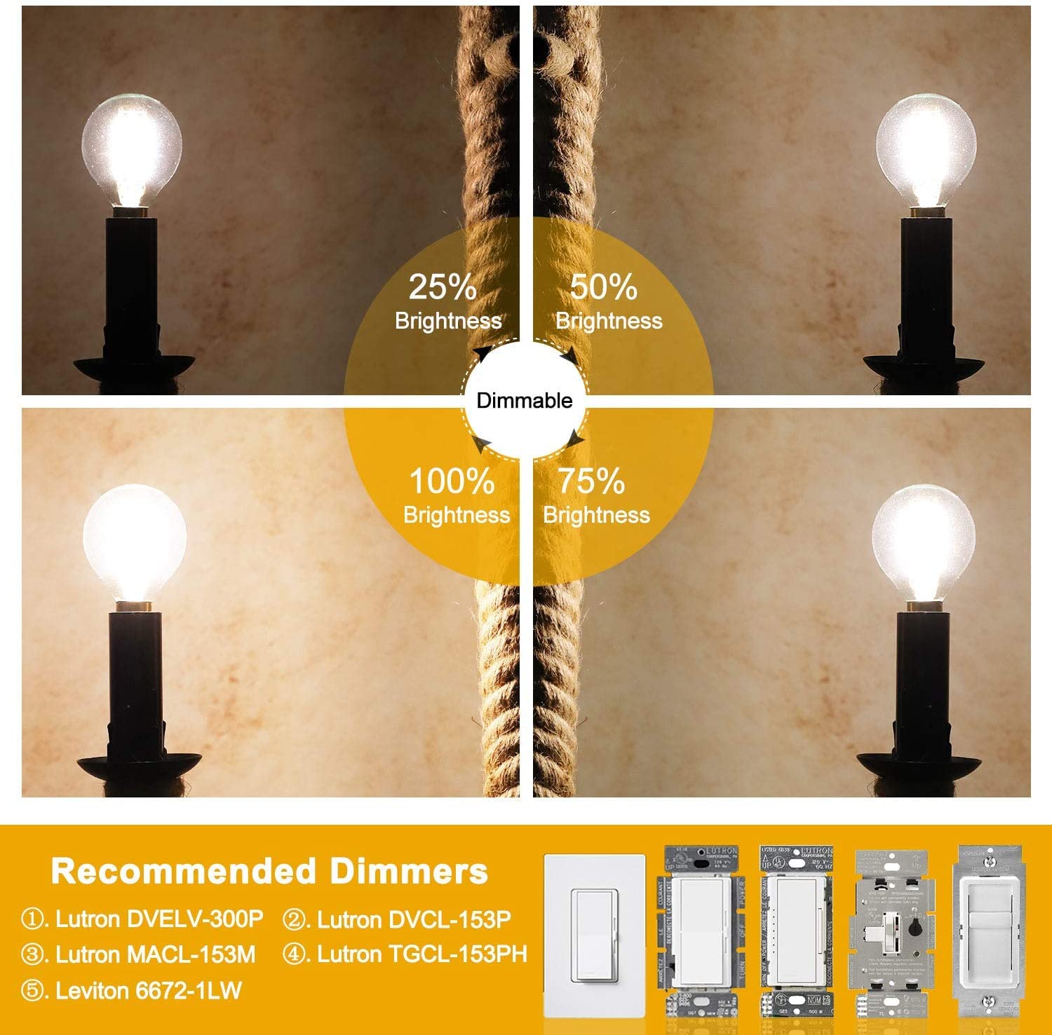 Leools e12 led Bulb dimmable g16.5 6W Equal 60 Watt 600lm AC120V e12 Candelabra Bulb for Chandeliers,Ceiling Fan,Vanity Soft White 3000K Globe e12 Light Bulb 6Pack