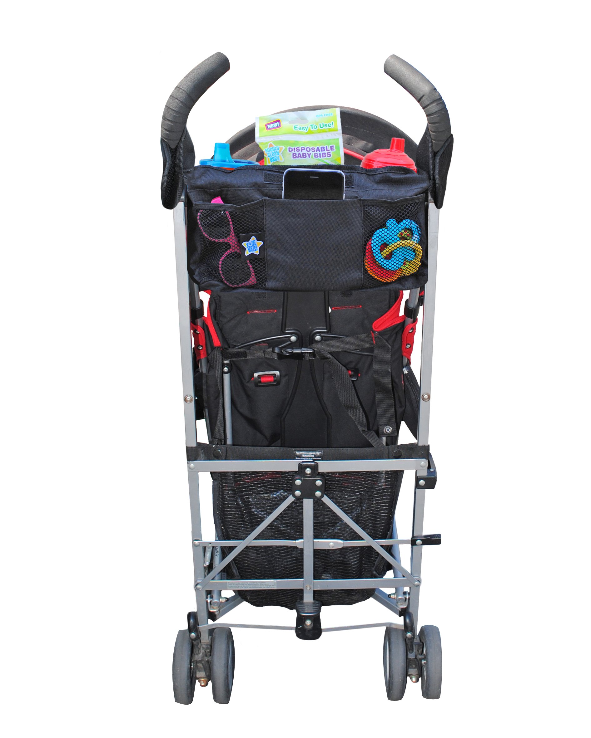 Mighty Clean Baby Stroller Organizer - Fits Most Strollers and Includes Two Deep Insulated Cup Holders to Keep Bottles Warm and Drinks Cold