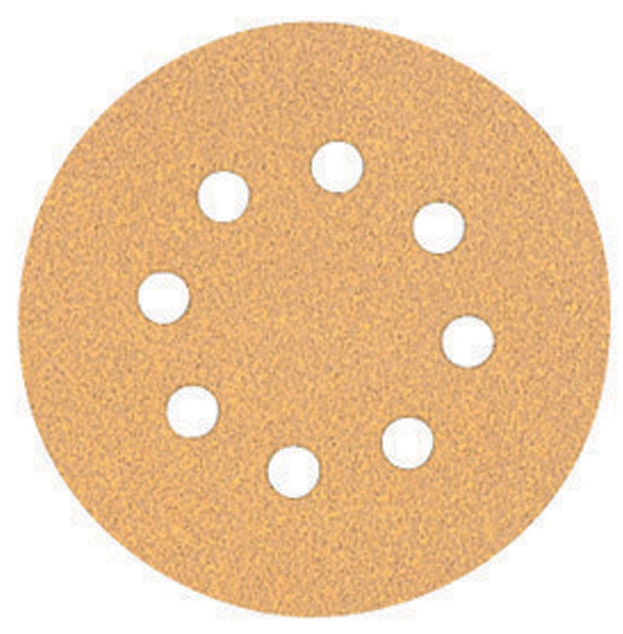 DEWALT DW4304 5-Inch 8 Hole 150 Grit Hook and Loop Random Orbit Sandpaper (5-Pack), Beige
